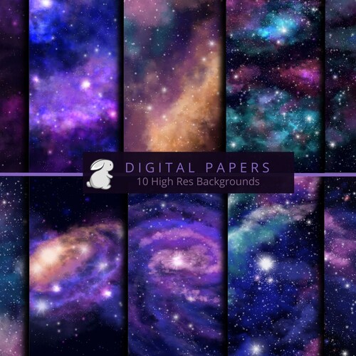 Night Sky Digital Papers Galaxy Background Space Universe - Etsy