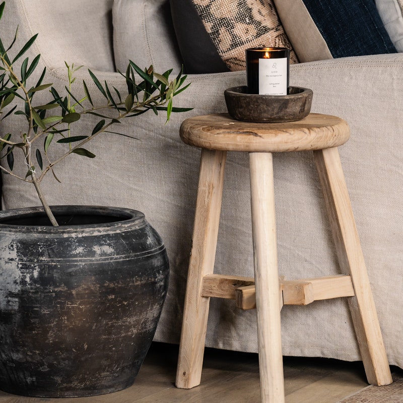 Wood Table Stool Round - Etsy