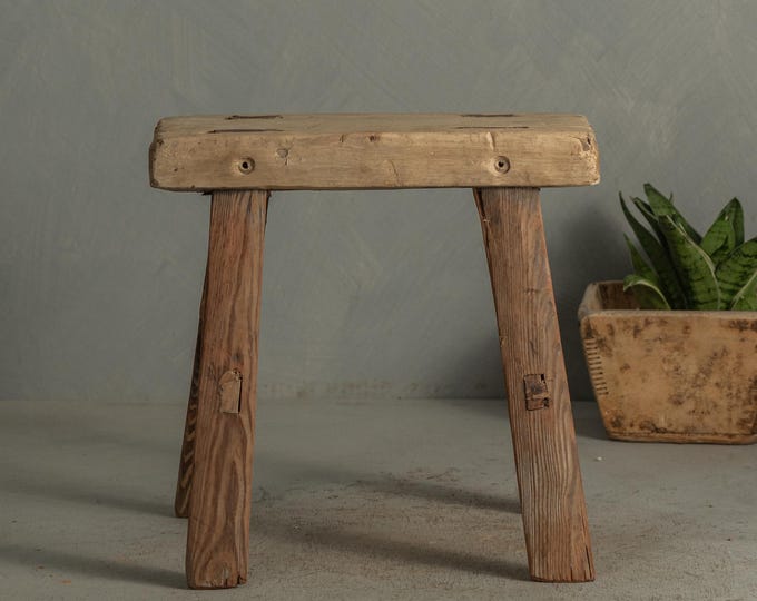 Vintage Elm Step Stool · Rustic Wooden Step Stool · Mid-century Elm ...