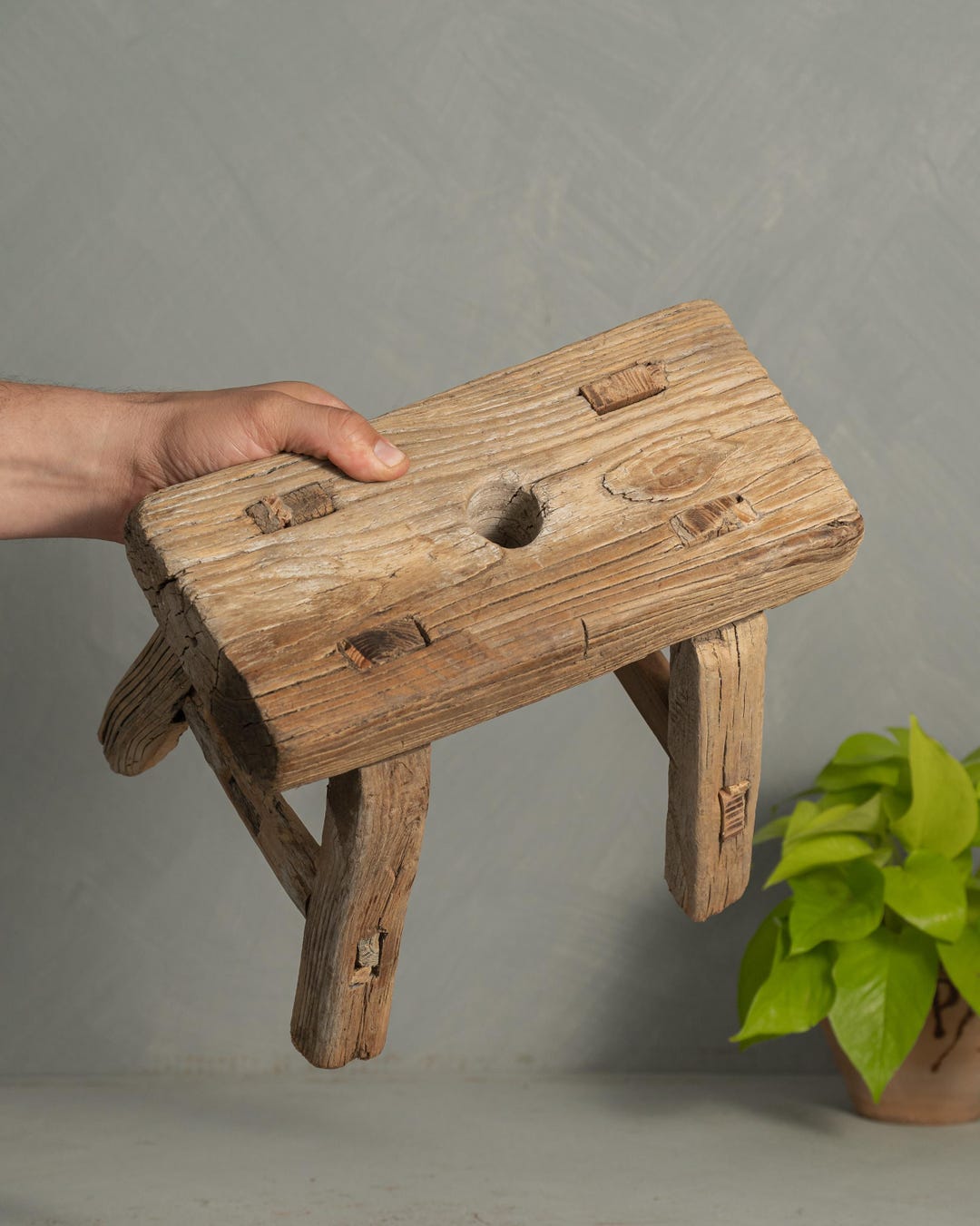 Vintage Elm Small Rustic Stool {T1} (free Shipping) - Etsy