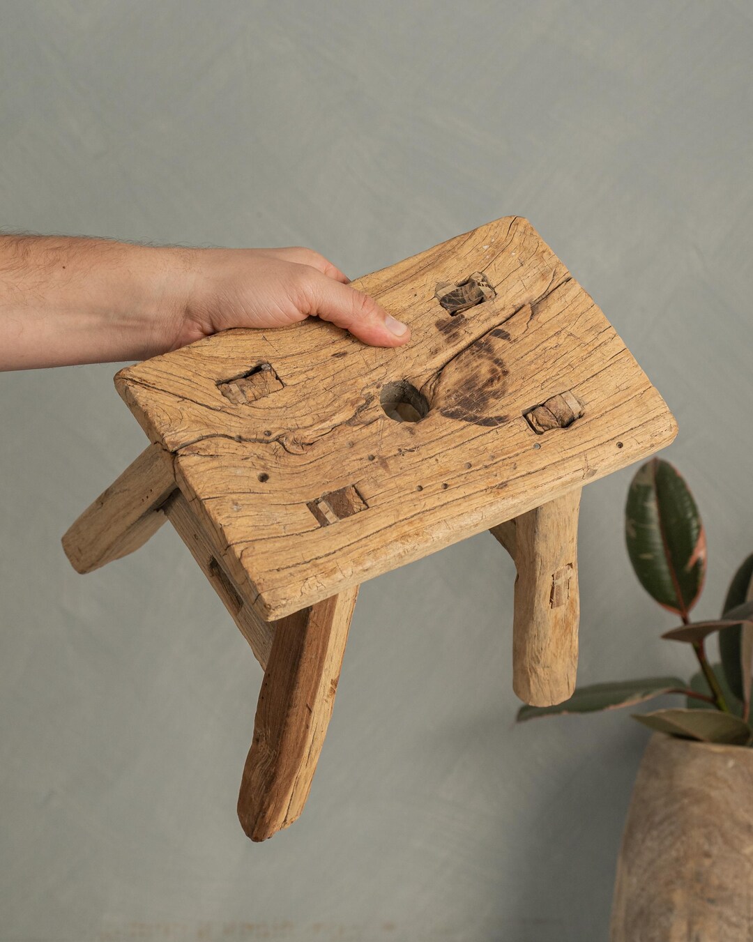 Vintage Elm Small Rustic Stool {T2} (free Shipping) - Etsy