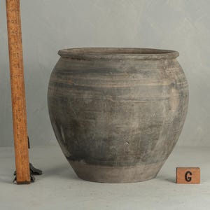 Vintage Clay Pot Black and Grey Large / Medium (free Shipping) - Etsy