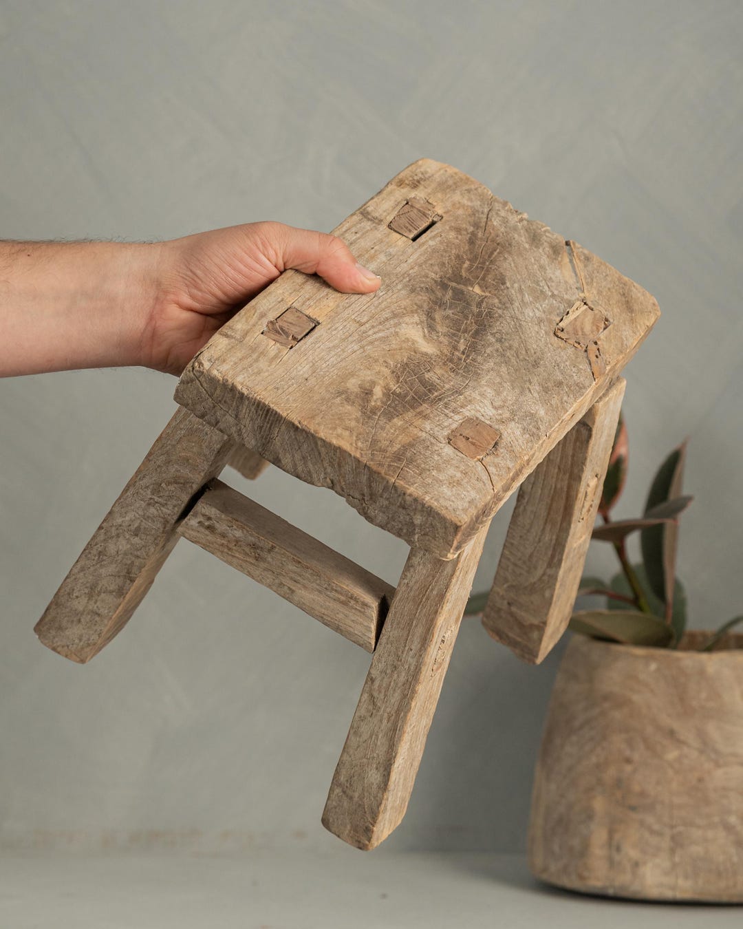 Vintage Elm Small Rustic Stool T1 free Shipping - Etsy