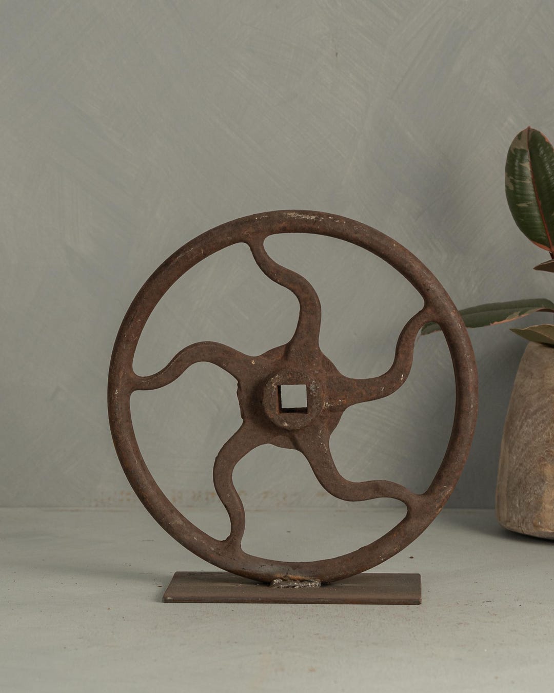 Vintage Cast Iron Industrial Wheel on Custom Stand free Shipping - Etsy