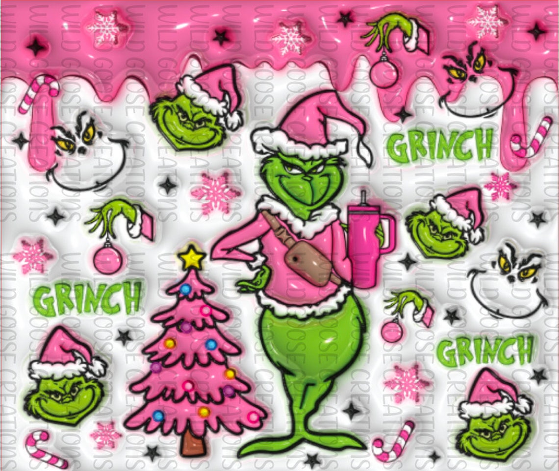 Pink Grinch With Stanley PNG Sublimation Wrap DIGITAL DOWNLOAD - Etsy