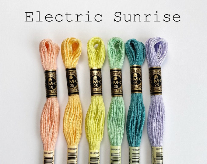 Electric Sunrise DMC Thread Palette, 6 Skeins Cotton Embroidery Floss ...