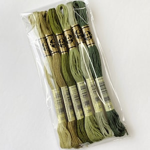 Viridescent DMC Thread Palette, 6 Skeins Cotton Embroidery Floss, 6 Ply ...