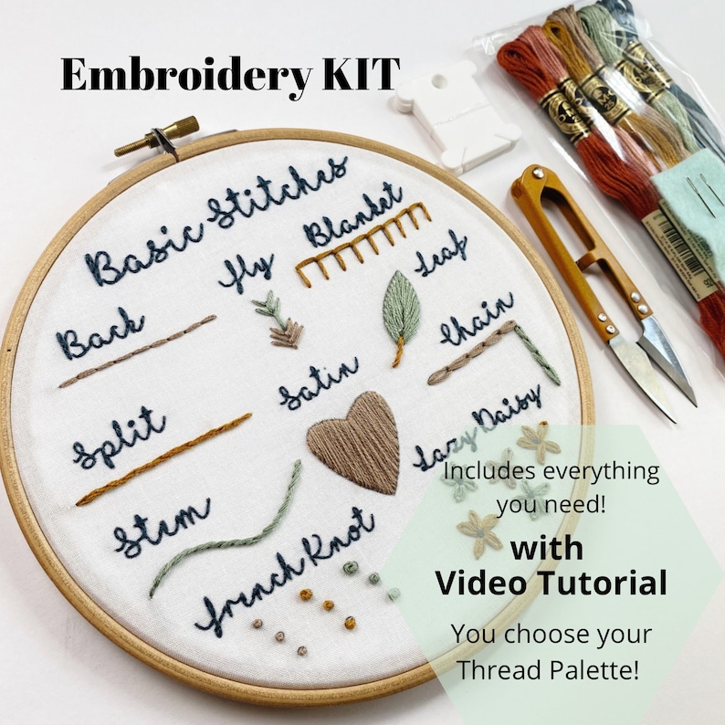 Basic Stitch Sampler DIY Embroidery Kit for Beginners 10 - Etsy