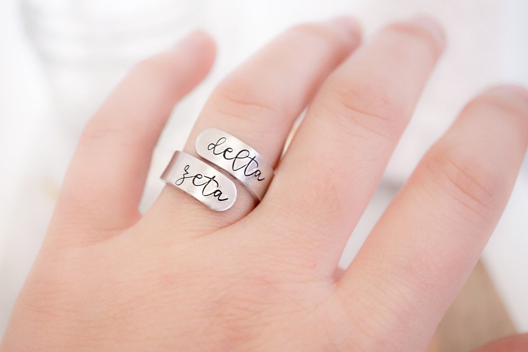 Delta Zeta Sorority Cursive Wrap Ring Big Little Reveal - Etsy