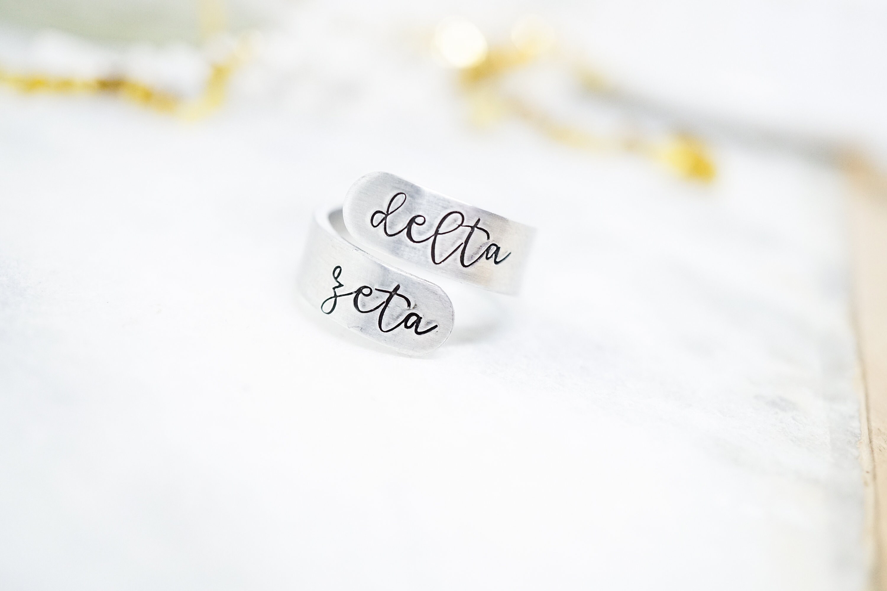 Delta Zeta Sorority Cursive Wrap Ring Big Little Reveal | Etsy