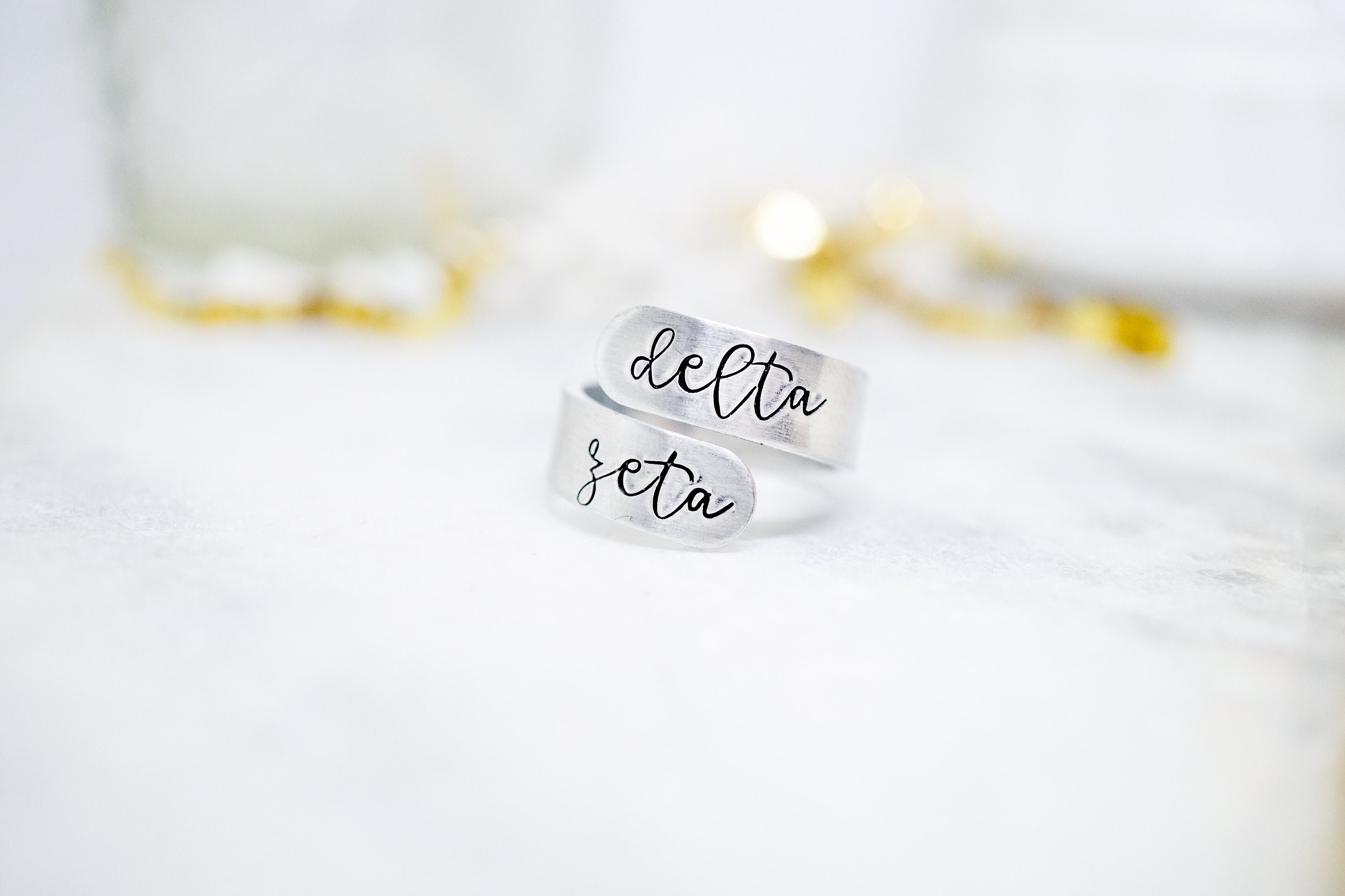 Delta Zeta Sorority Cursive Wrap Ring Big Little Reveal | Etsy