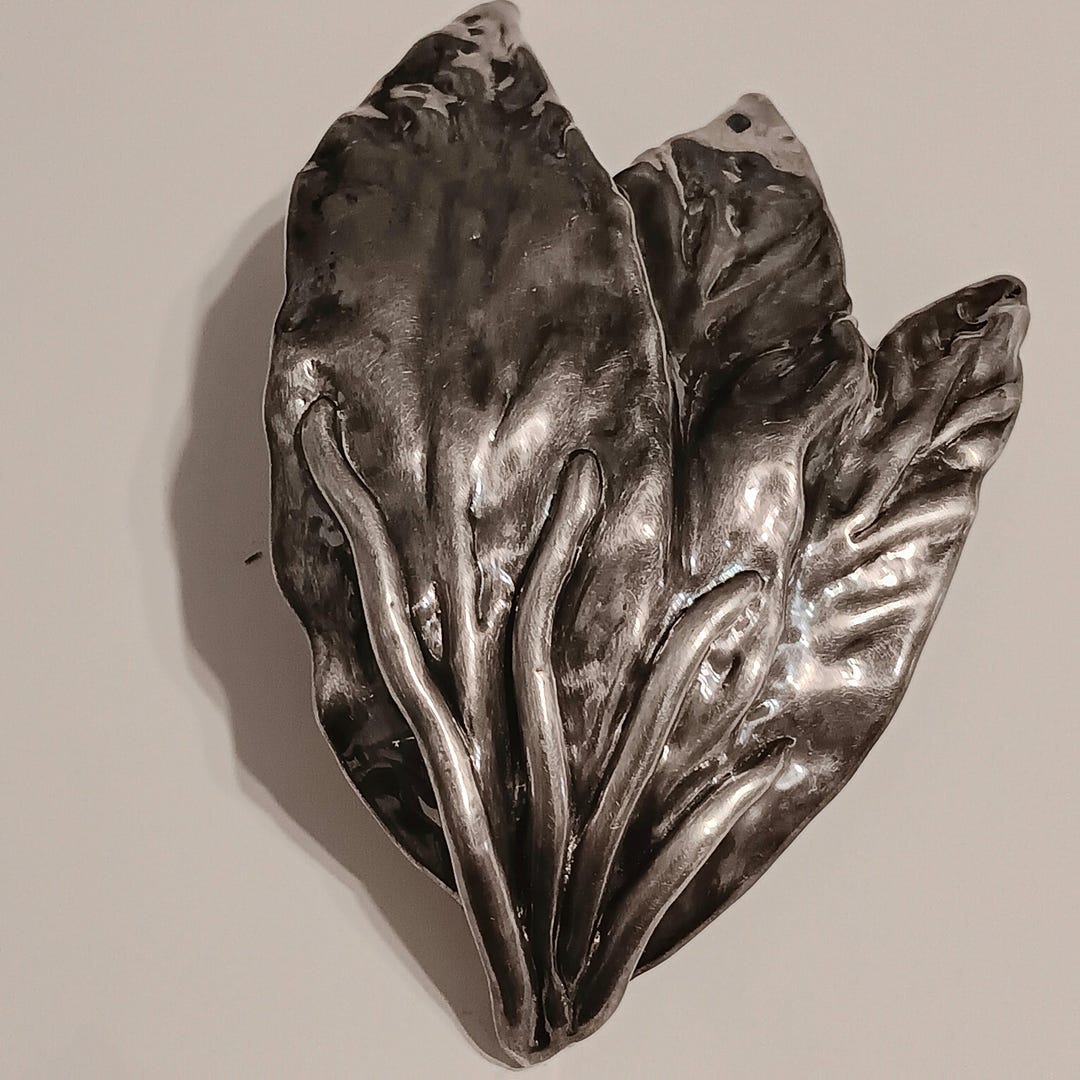 Bat Ami.israel.three Long Leaf.brooch.925 Sterling Silver.large. 5x3 ...