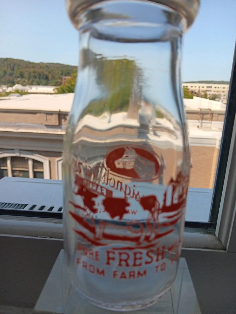Milk Bottle.vintage.half Pint.rossignols.waterville, Maine.red Pyro. - Etsy