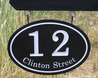 Hanging House Number Sign, Driveway Address Sign, Signpost Sign, Wood ...