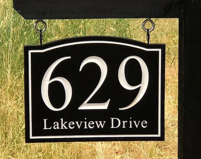 Hanging House Number Sign, Driveway Address Sign, Signpost Sign, Wood ...