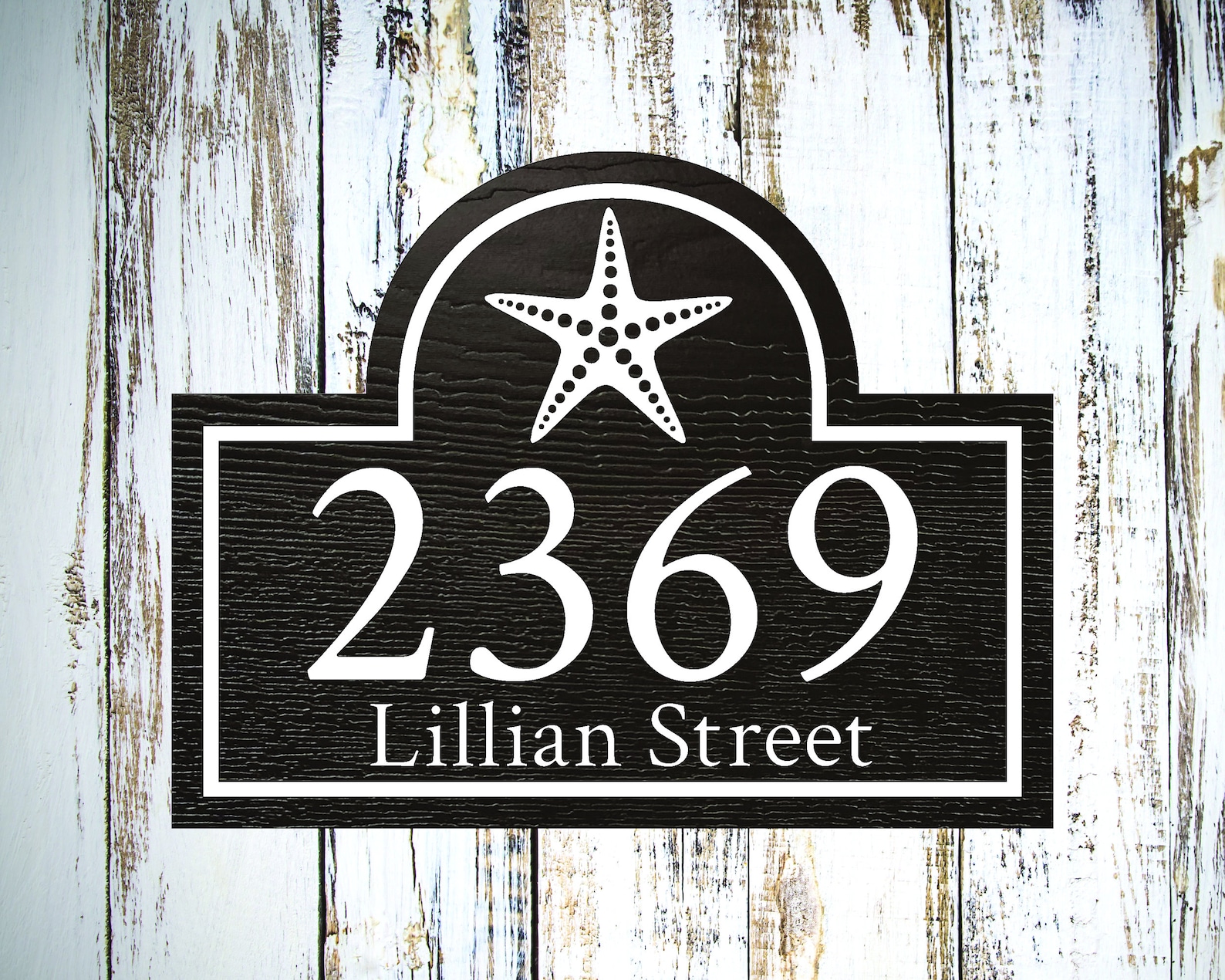 Nautical House Number Sign, Coastal Address Sign, Starfish Address Sign ...