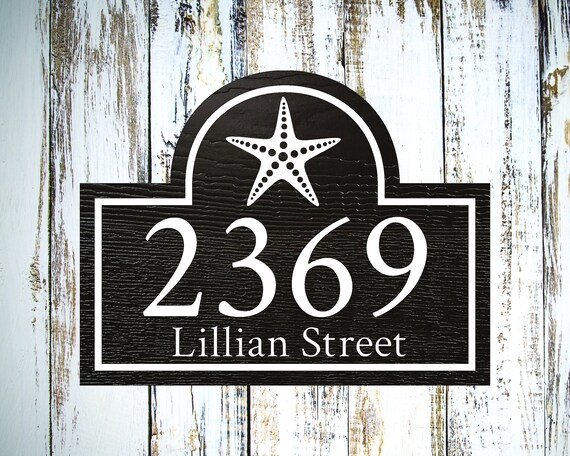 Nautical House Number Sign Coastal Address Sign Starfish - Etsy