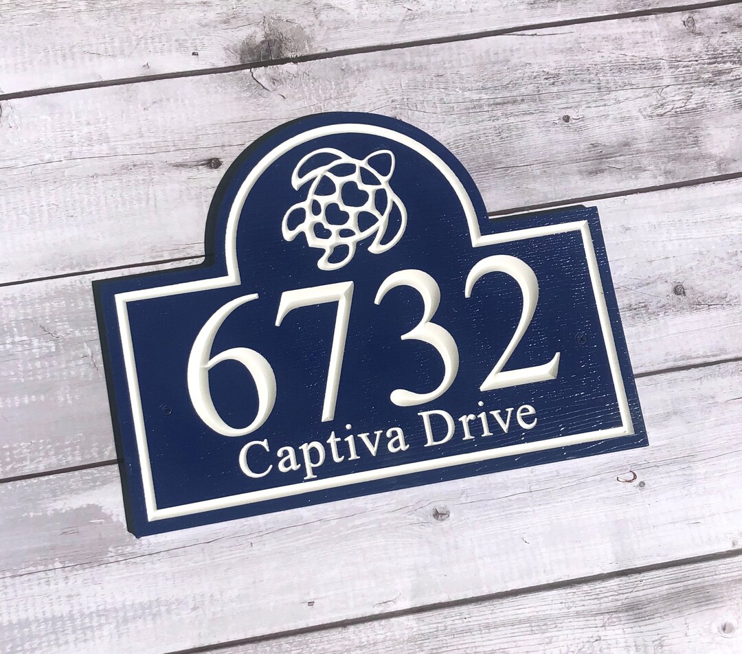 Nautical House Number Sign, Coastal Address Sign, Turtle Address Sign ...