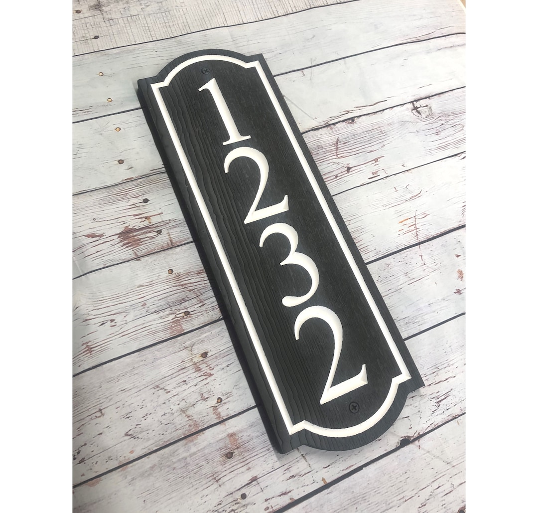 House Number Sign, Vertical Address Sign, Address Number Sign, Outdoor ...