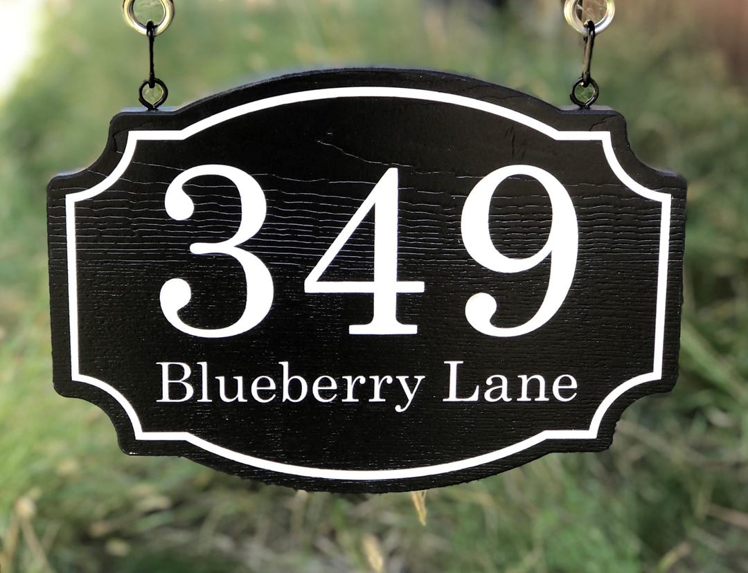Hanging Mailbox Sign, Hanging House Number Sign, Driveway Address Sign ...