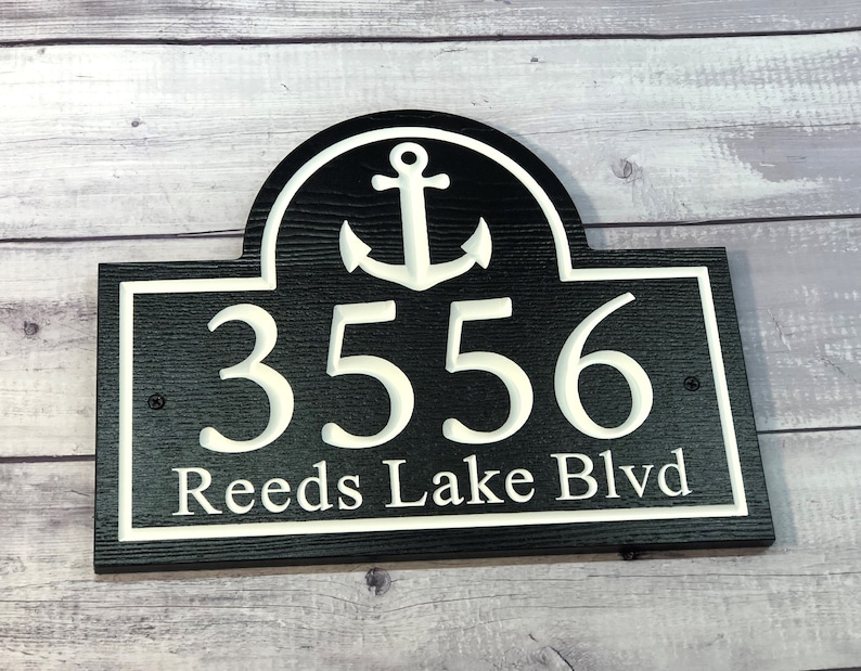 Nautical House Number Sign, Coastal Address Sign, Anchor Address Sign ...