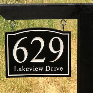Hanging House Number Sign, Driveway Address Sign, Signpost Sign, Wood ...