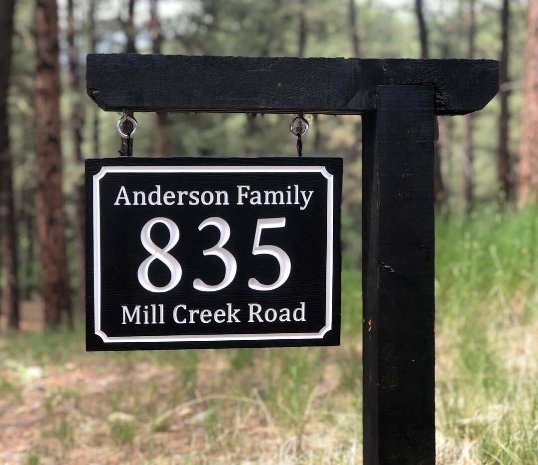 Hanging House Number Sign, Hanging Mailbox Sign, Driveway Address Sign ...