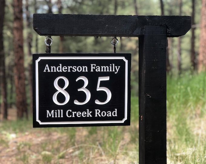 Hanging House Number Sign, Hanging Mailbox Sign, Driveway Address Sign ...