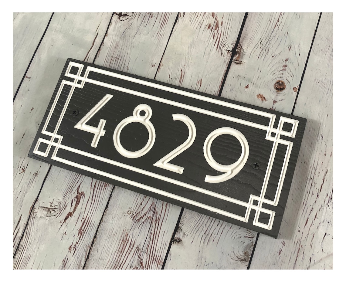Personalized art deco house number sign address plaque | Etsy