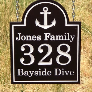 Hanging Anchor Address Sign, Coastal House Number Sign, Hanging Address ...