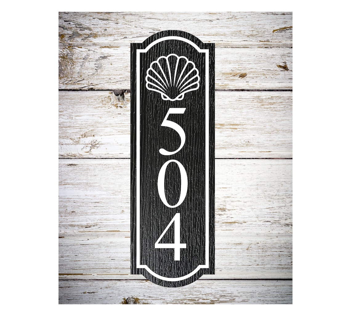 Seashell House Number Sign Vertical Address Sign Address - Etsy