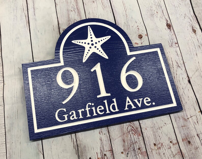 Nautical House Number Sign, Coastal Address Sign, Starfish Address Sign ...