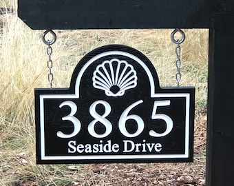 Hanging House Number Sign, Driveway Address Sign, Signpost Sign, Wood ...