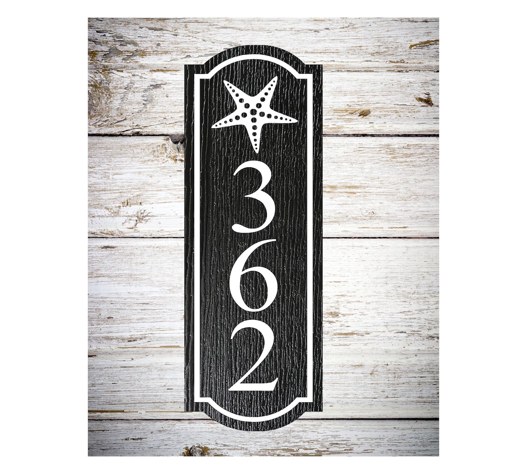 Starfish House Number Sign, Vertical Address Sign, Address Number Sign ...