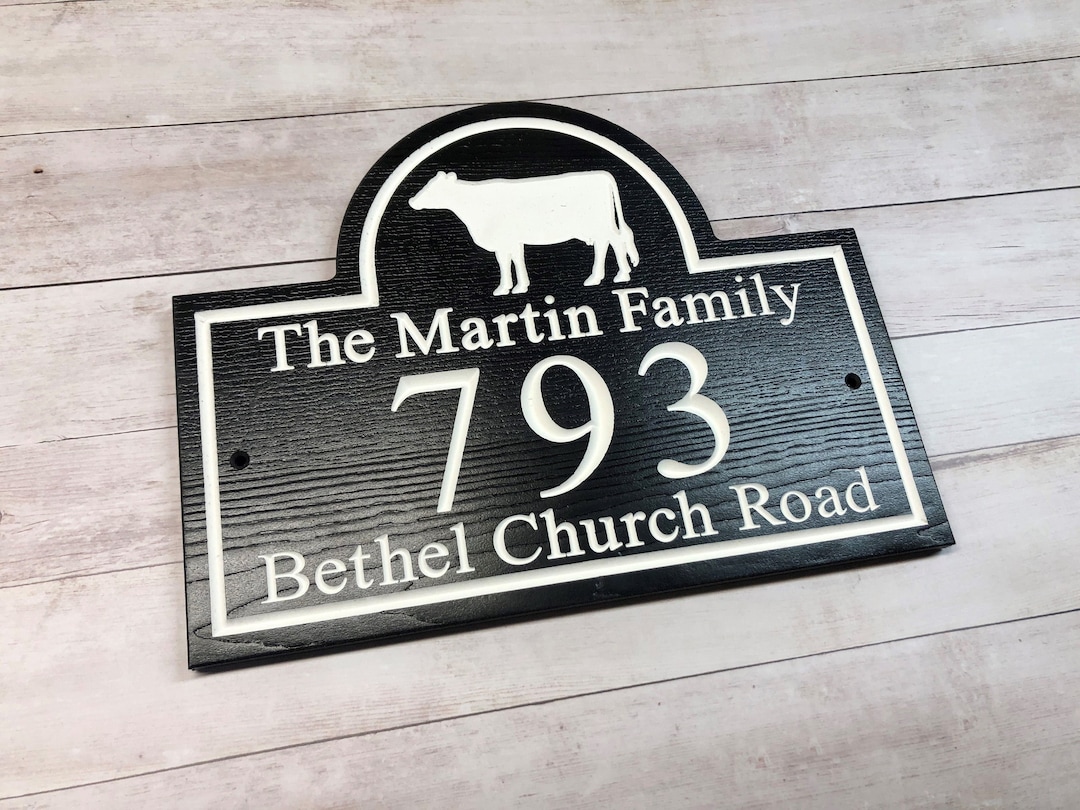 Cow Address Sign, Hanging Address Sign, Farm Address Sign, Ranch House ...