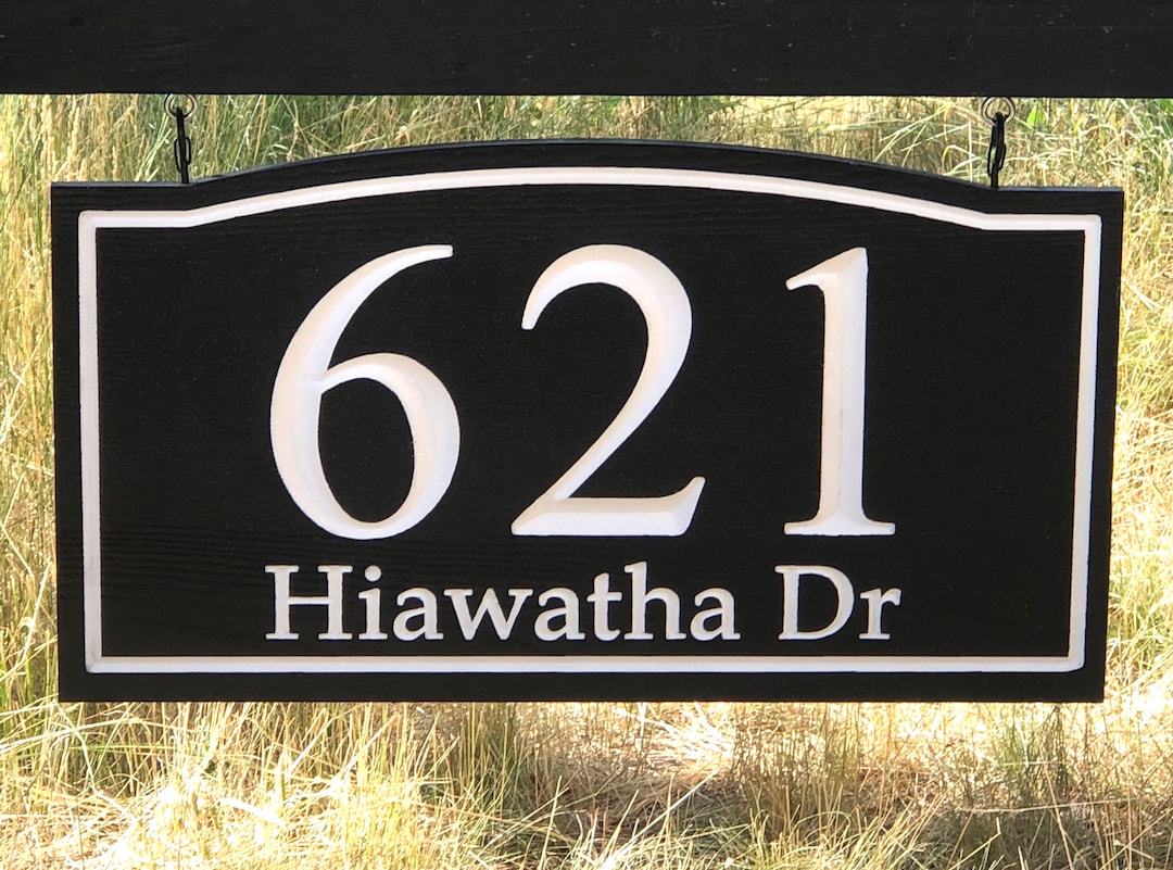Hanging House Number Sign, Driveway Address Sign, Signpost Sign, Wood ...