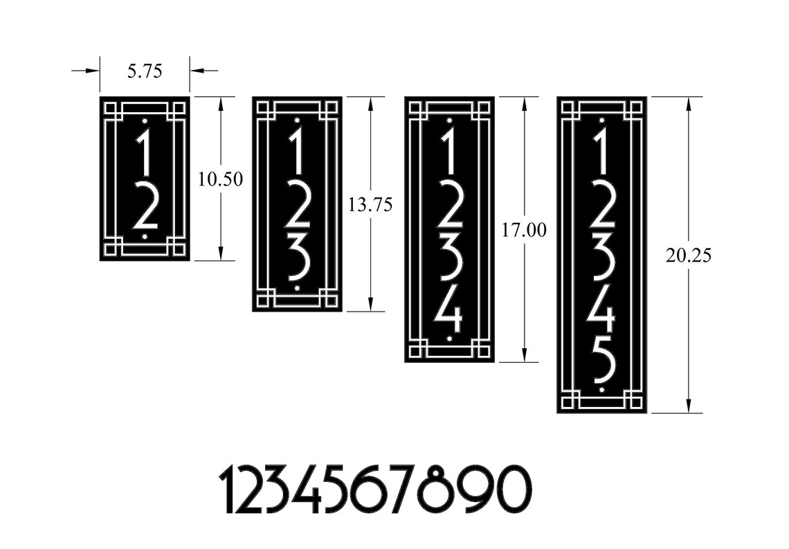 Art Deco Address Sign Vertical Address Sign Personalized - Etsy