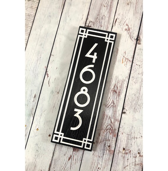 Art Deco Address Sign Vertical Address Sign Personalized - Etsy