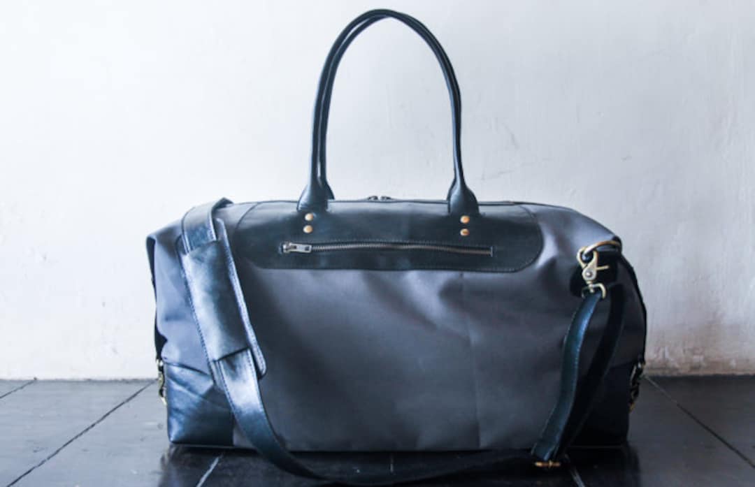 Weekend Bag, Shoulder Bag, Handmade Canvas Leather Bag, Message Bag ...