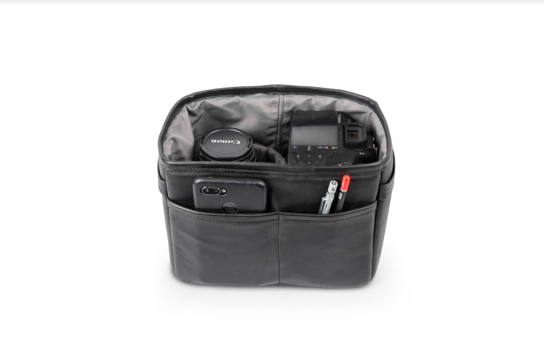 DAMAR - Camera Bag Insert in Genuine Leather, Camera Case and ...