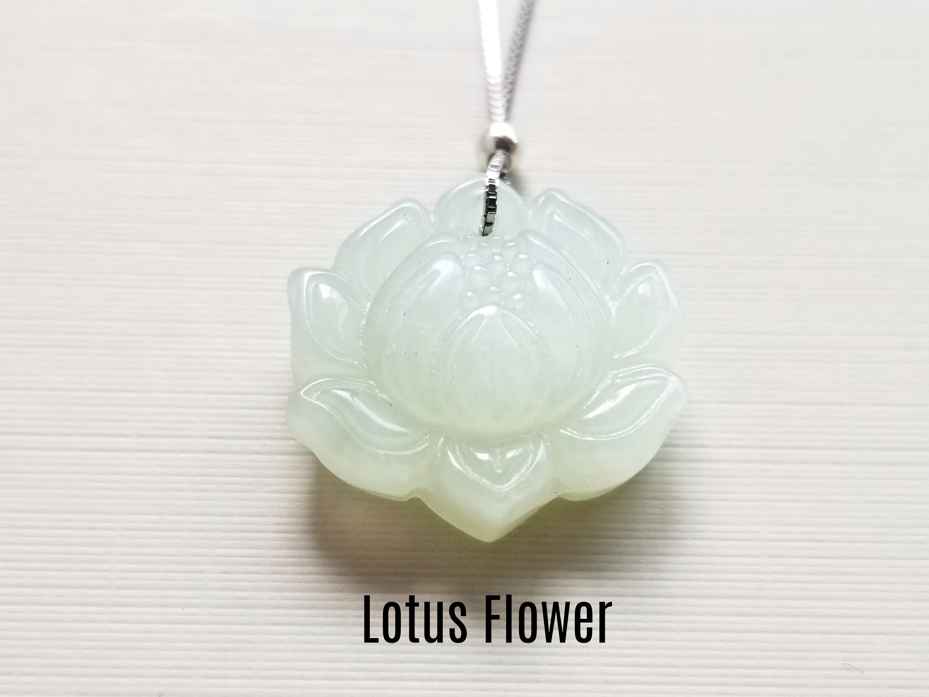 Chinese Jade Necklace for Women Jade Flower Necklace Sterling | Etsy