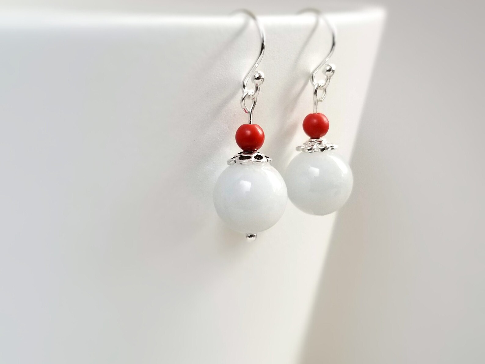 White Jade Earrings Jadeite Earrings Jade Drop Earrings Jade Threader ...