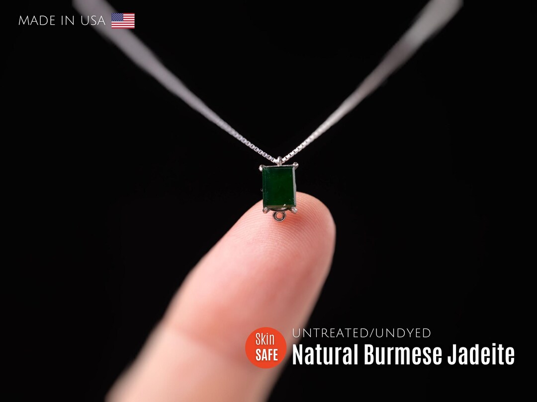 Tiny Emerald Green Burmese Jade Pendant Necklace: Sterling Silver ...