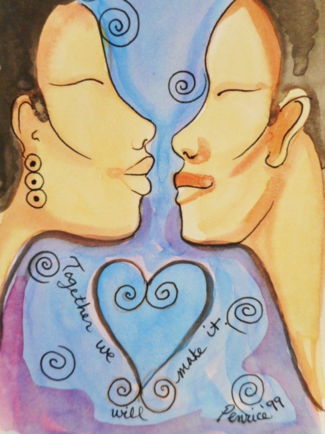 4 X 6 "together We Can Make It" Art Prints, Watercolor Illustrations ...