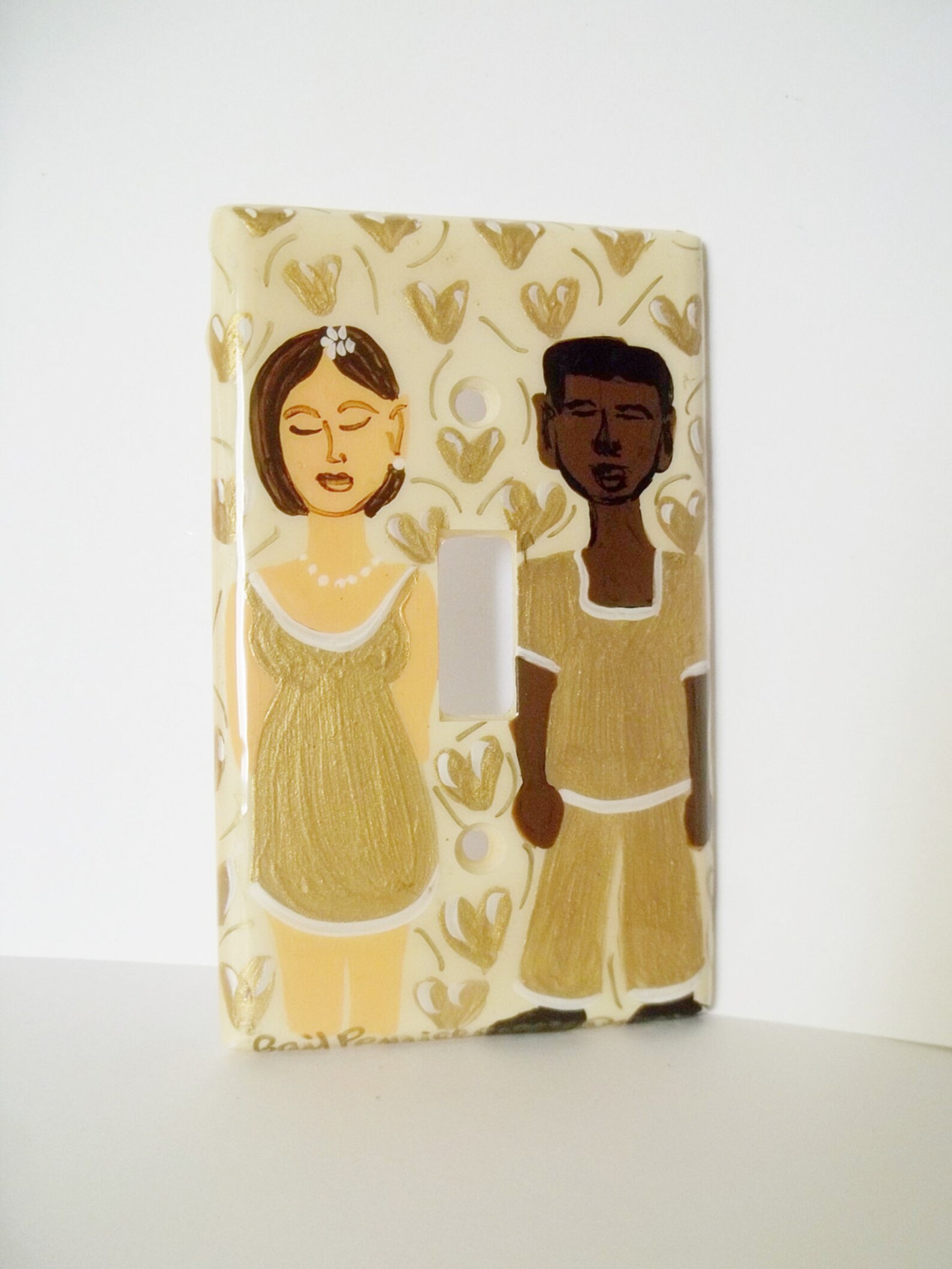Couple in Love Hand Painted Light Switch Cover Afrocentric Home Decor ...