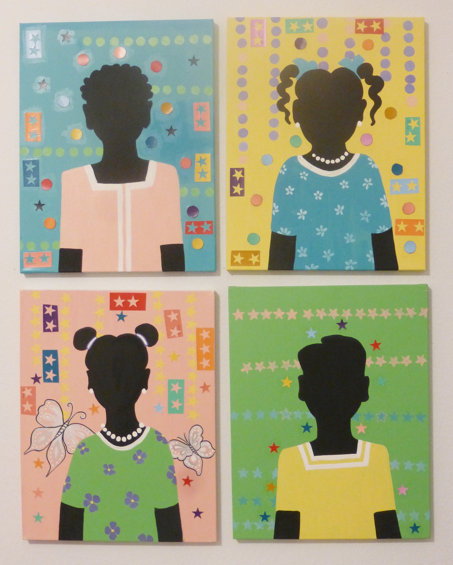 Silhouette Children's Room Wall Art Acrylic Paintings Afrocentric Home ...