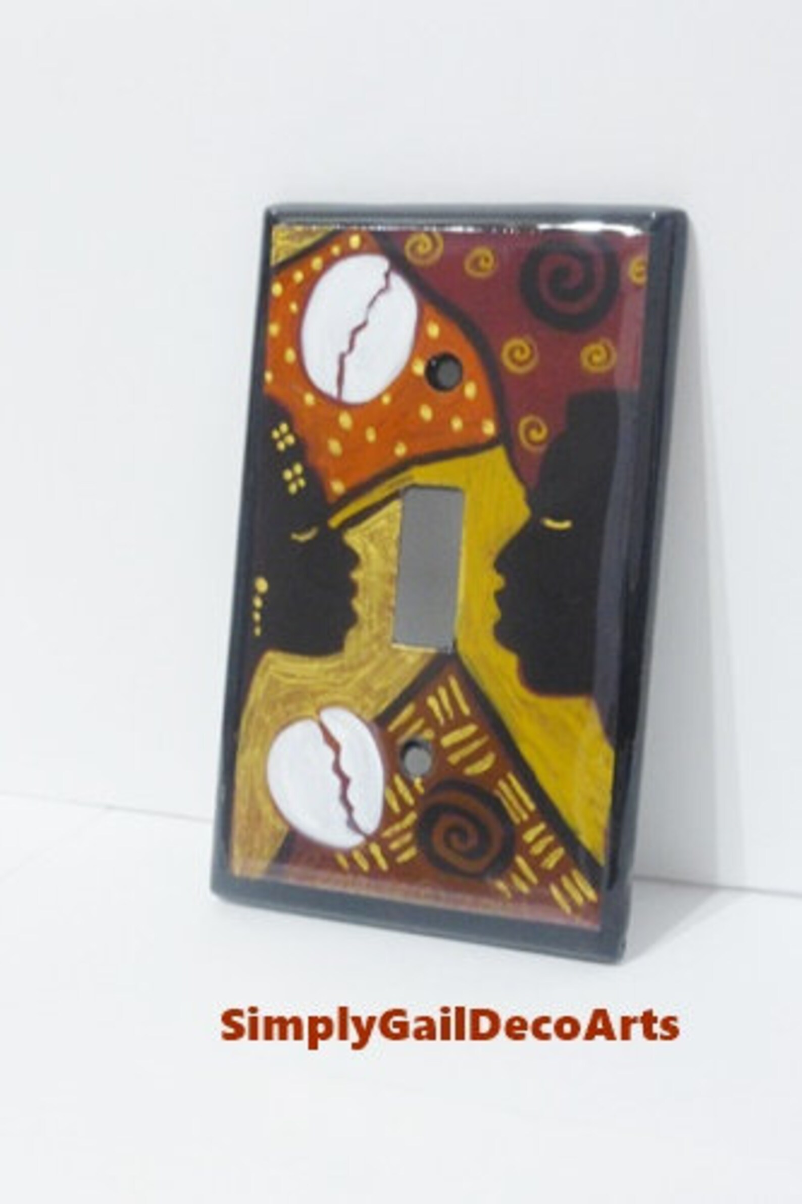 Couple in Love king and Queen Black Love Art, Hand Painted Light Switch ...