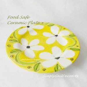 Flowers Swirls and Leaves Food Safe Hand Painted Ceramic Plate ...