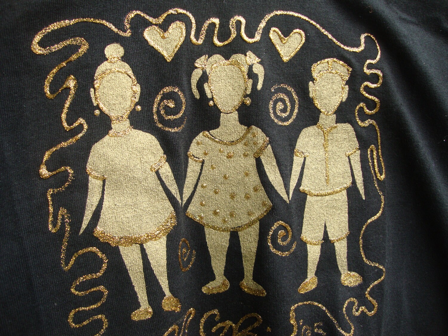 Made to Order Black and Gold T'shirt Love of Children Glitter Shirts - Etsy
