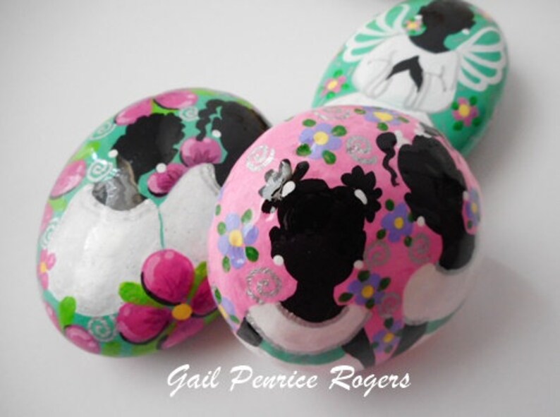 Hand Painted Rocks Two Little Girls Afrocentric Gifts - Etsy